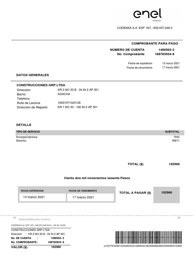 Factura Enel | PDF | Energía y recursos | Business