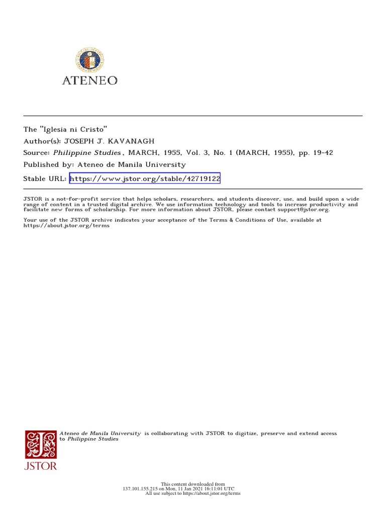 1955 Joseph J. Kavanagh - Iglesia Ni Cristo | PDF | Jesus | Defamation