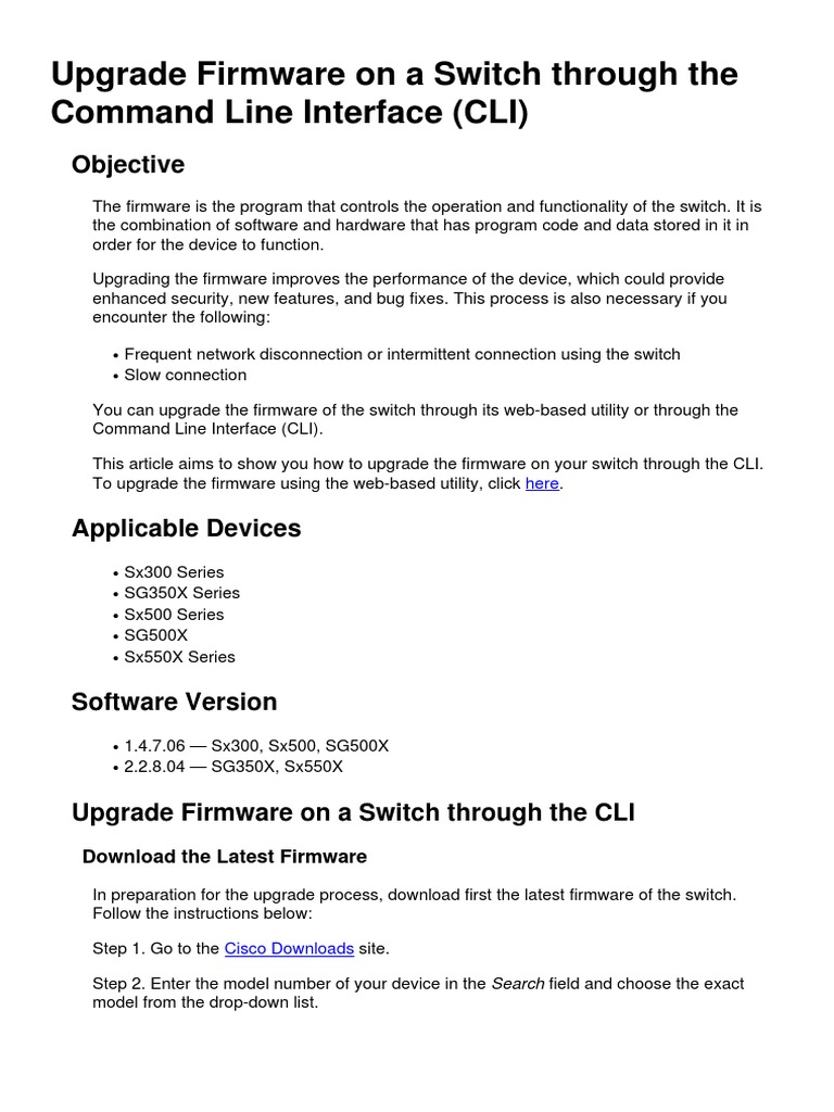 Upgrade Firmware On A Switch Through The Command Line Interface (CLI ...