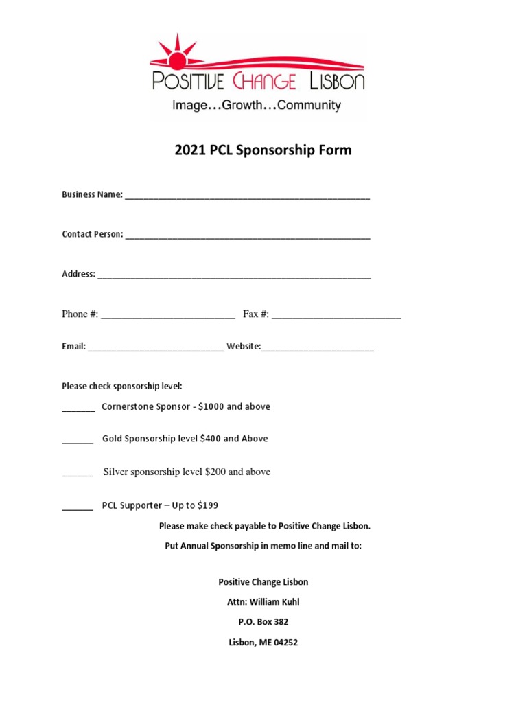 2021 Sponsorship Form | PDF