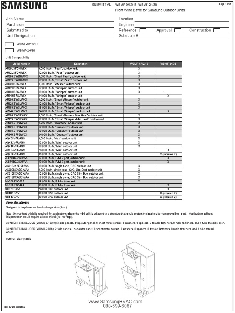AC018KN4DCH - WBMF Front Wind Baffle Submittal | PDF | Screw | Machines