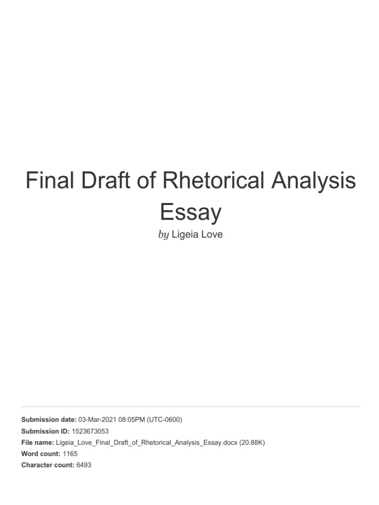 Final Draft of Rhetorical Analysis Essay | PDF | Human Communication ...
