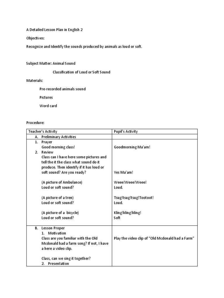 Animal Sounds: Loud vs. Soft | PDF