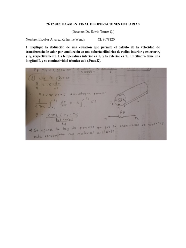 Resultados del examen final de Operaciones Unitarias del Dr. Edwin ...