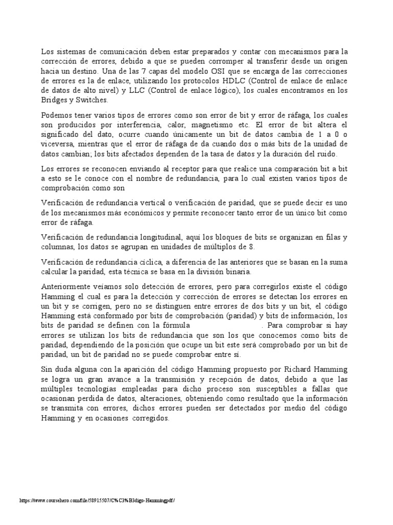 SOLUCION Codigo - Hamming-985235402 | PDF | Detección y corrección de ...