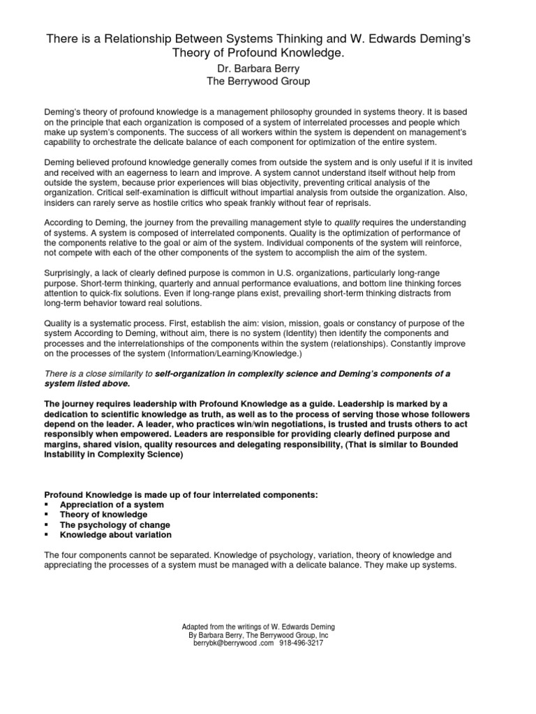 There Is A Relationship Between Systems Thinking and W. Edwards Deming ...