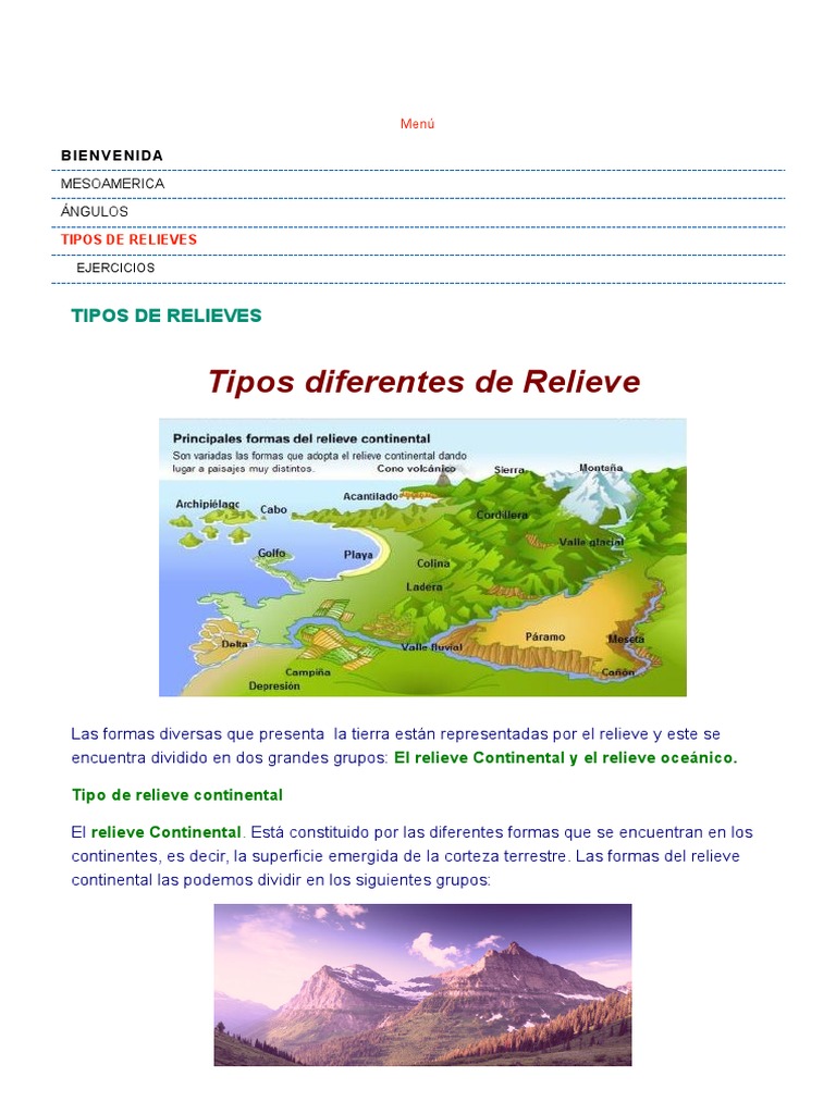 Tipos de Relieves | PDF | Terreno | Fondo del mar