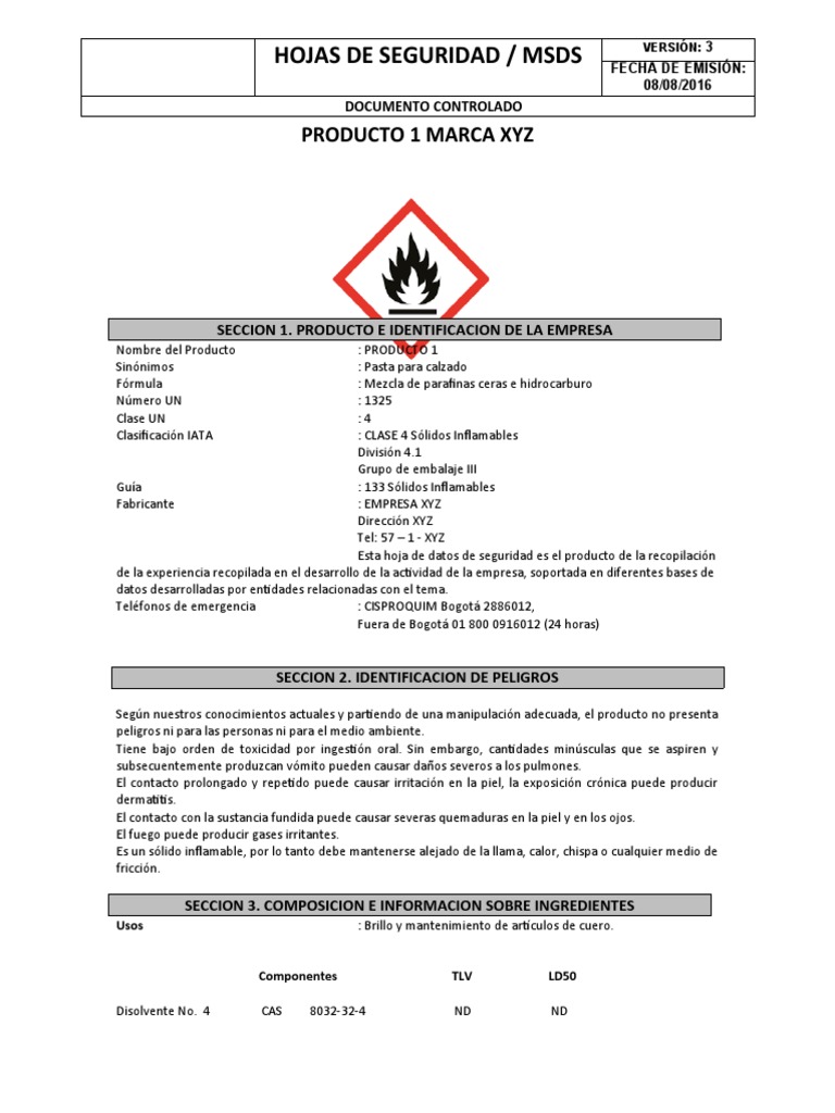 Modelo I MSDS Producto Terminado | PDF | Mercancías peligrosas | Mercurio (Elemento)