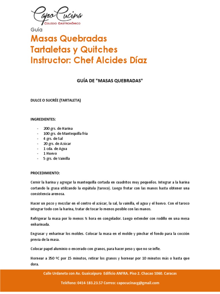 Guía de Masas Quebradas y Quiches | PDF | Crema | Mantequilla