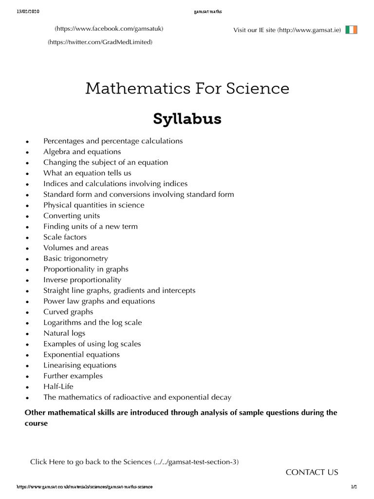 Maths Syllabus - Gradmed | PDF