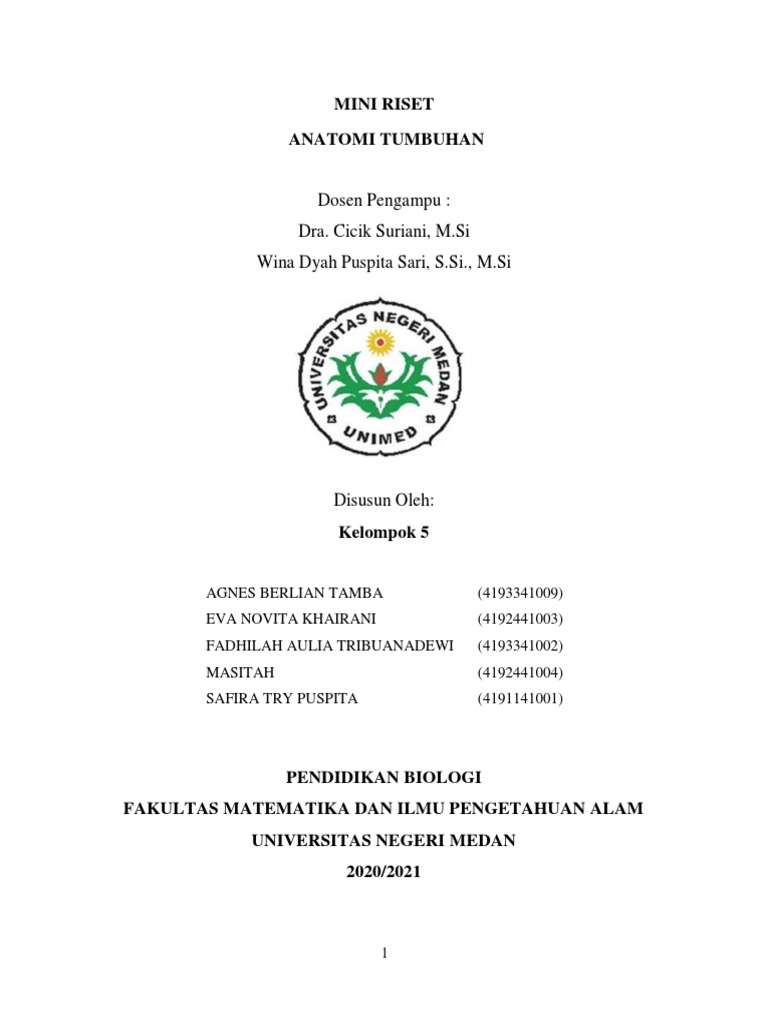 Mini Riset Anatomi Tumbuhan Kelompok 5 PSPB A 2019 | PDF