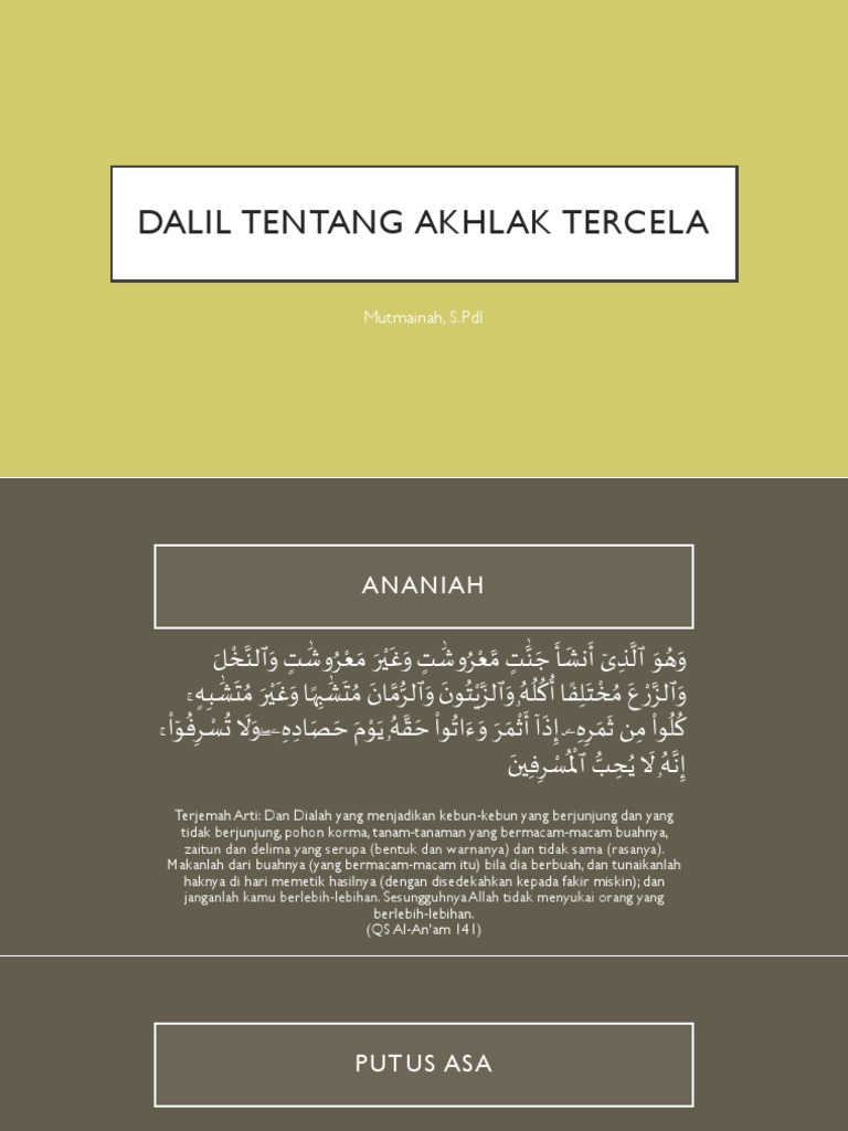 Dalil Akhlak Tercela dalam Al-Qur'an | PDF