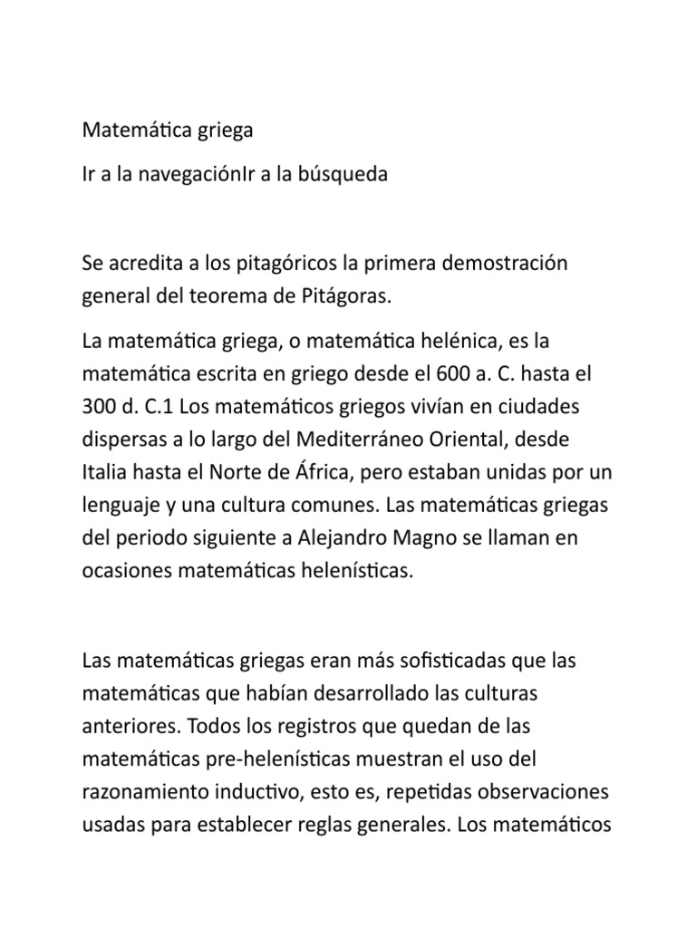 Matematica de Los Griegos | PDF | Science | Enseñanza de matemática