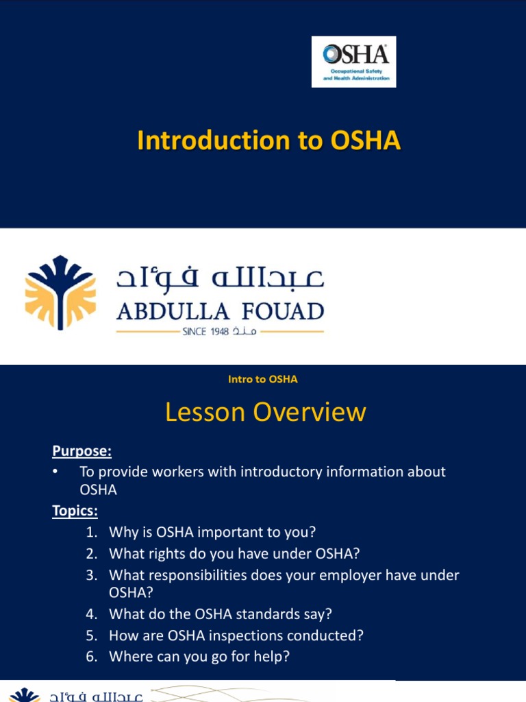 Module 1 Intro To OSHA | PDF | Occupational Safety And Health ...