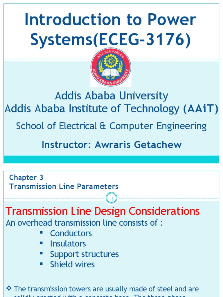Introduction To Power Systems (Eceg-3176) : Addis Ababa University Addis Ababa Institute of ...
