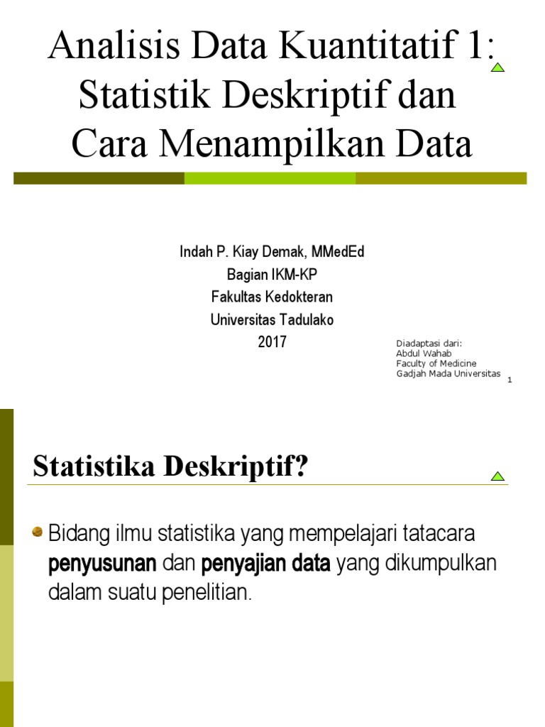 Statistik Deskriptif Dan Penampilan Data | PDF | Metode & Bahan Ajar