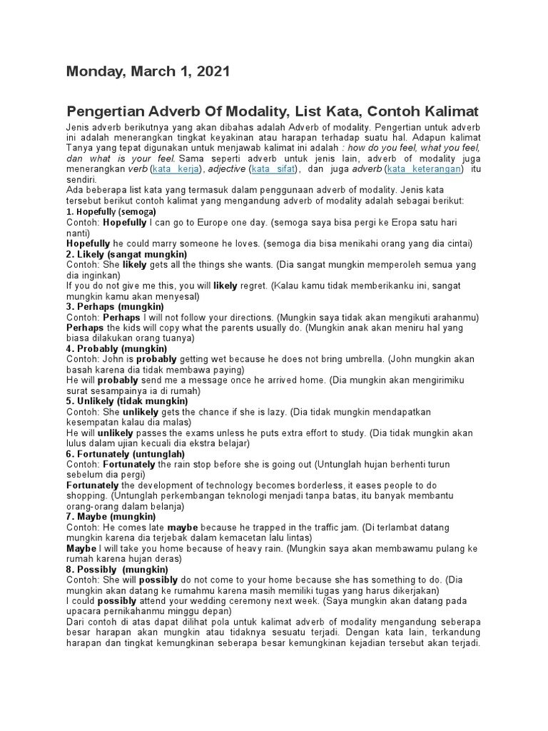 Adverb Modality | PDF