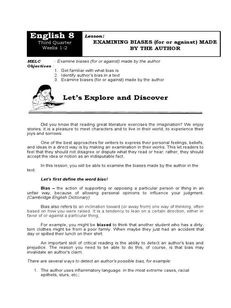English 8: Let's Explore and Discover | PDF | Bias | Reason