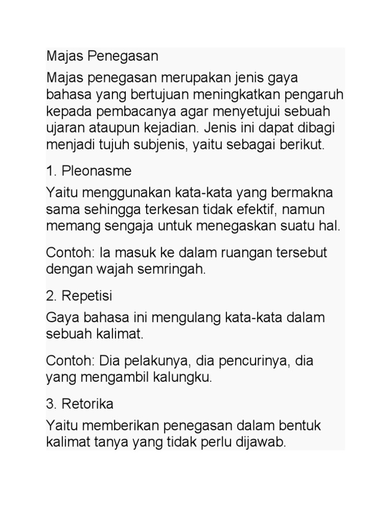 Majas Penegasan | PDF | Seni & Disiplin Bahasa