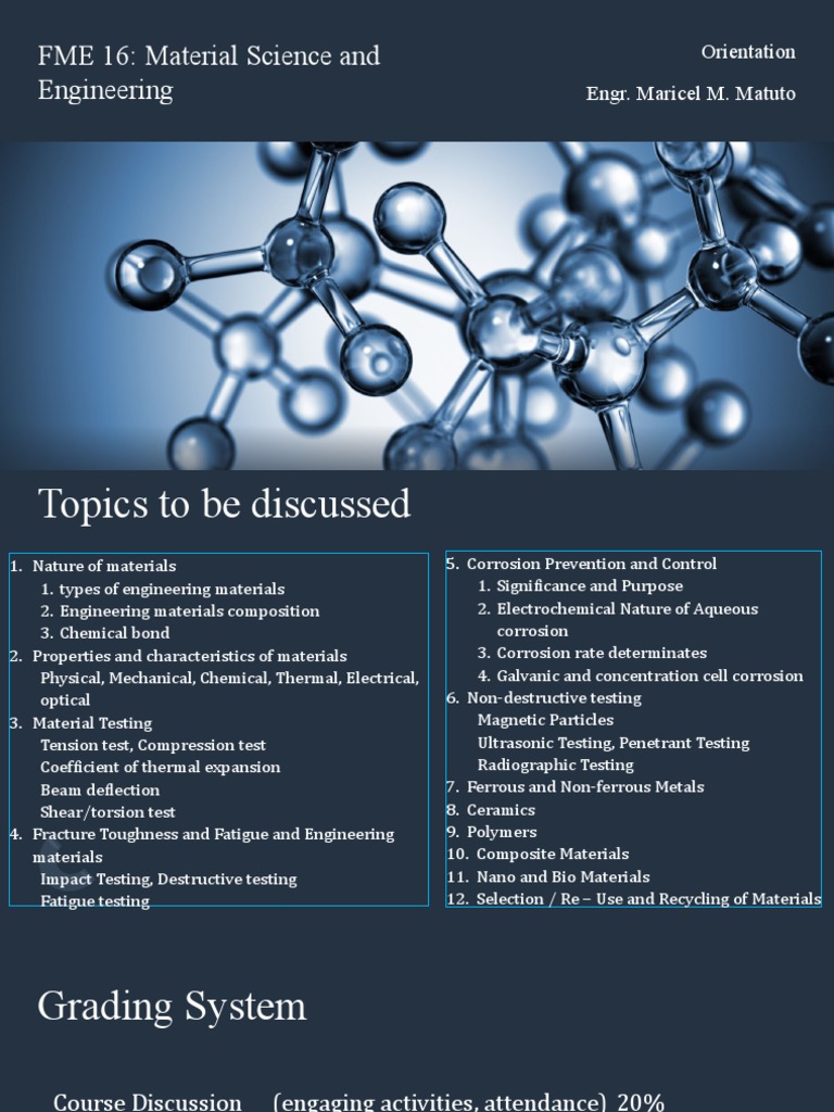 FME 16: Material Science and Engineering: Orientation Engr. Maricel M ...