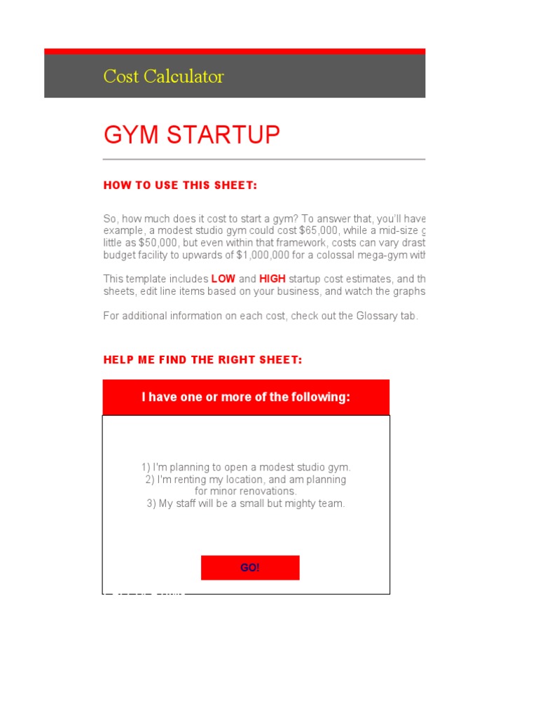 Gym Budget Calculator Template | PDF | Payroll | Fee