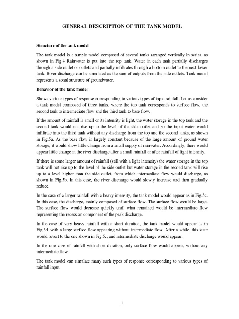 Tank Model | PDF | Discharge (Hydrology) | Drainage Basin