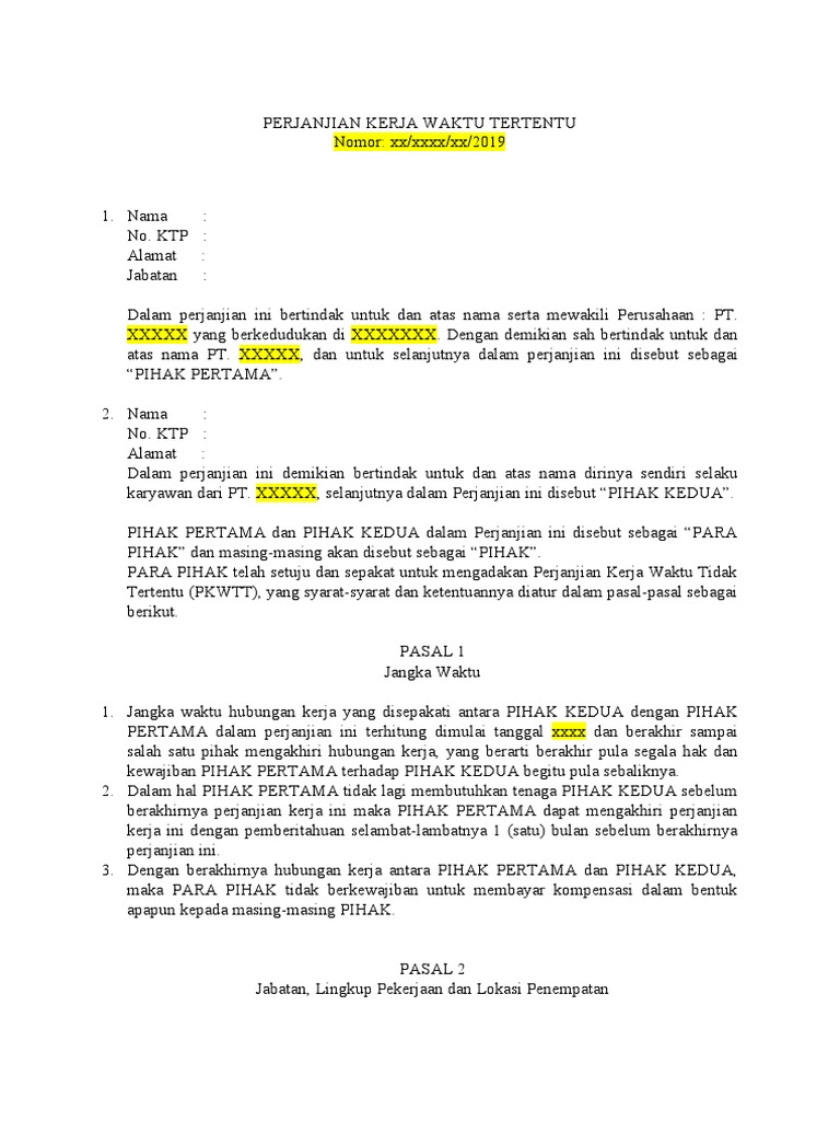 000 - Draft - PKWT | PDF