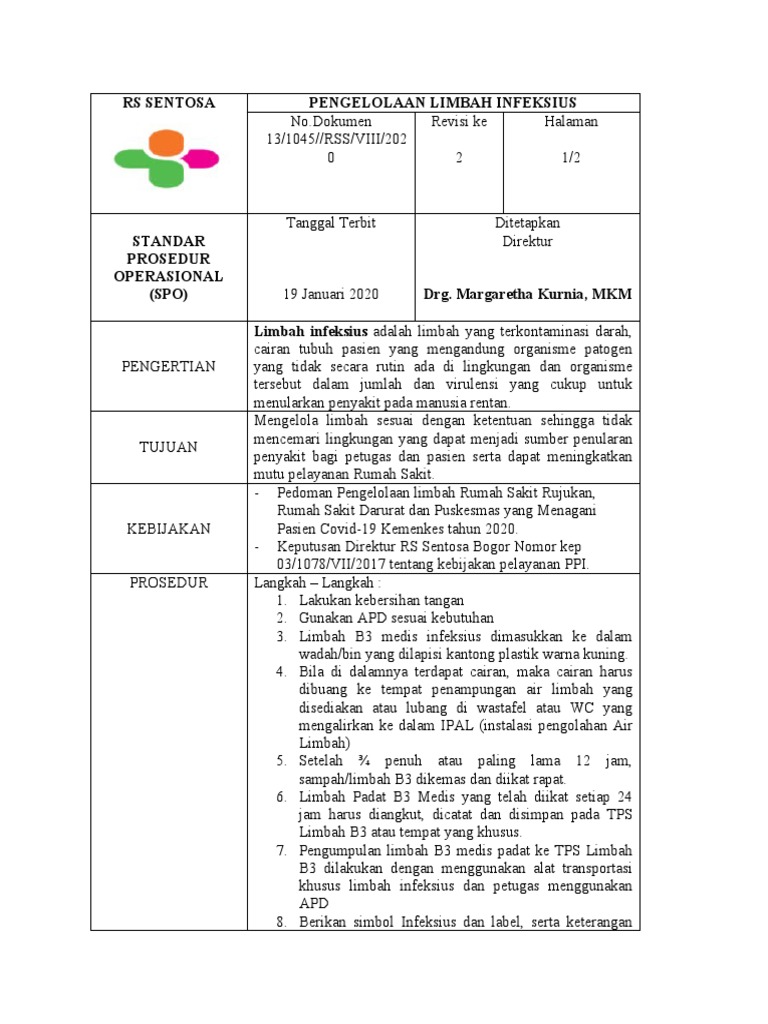 Pengelolaan Limbah Infeksius RS Sentosa | PDF