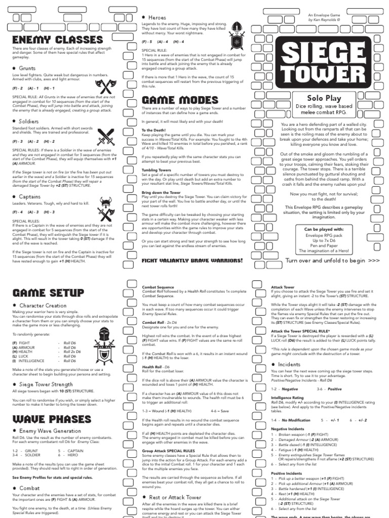 Siege Tower RPG Full Pack Print | PDF | Infantry | Wars & Military