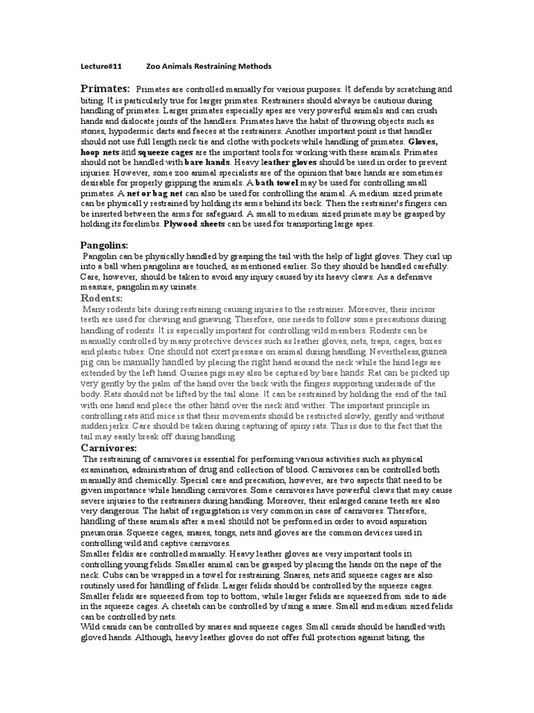 Restraining Methods for Zoo Animals | PDF | Elephant | Trapping