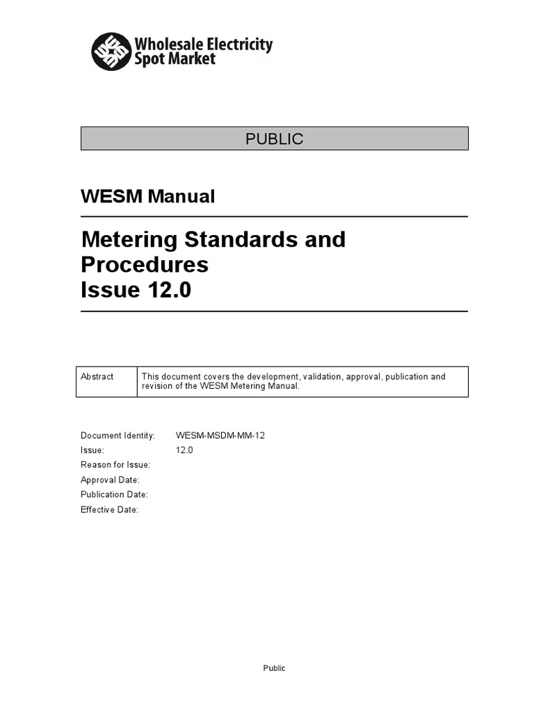 WESM Metering Standards Manual 12.0 | PDF | Transformer | Ac Power