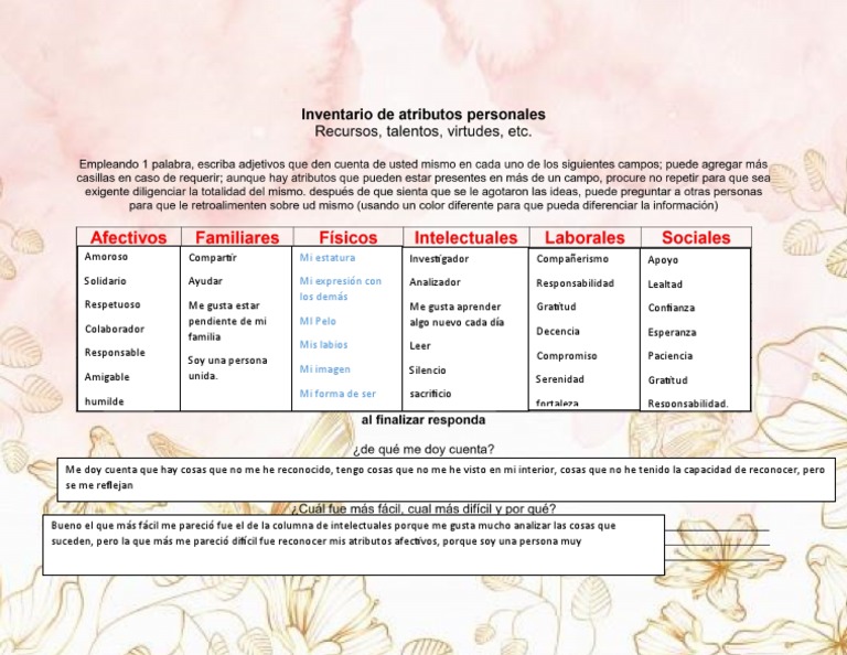 Autodescubrimiento y Atributos Personales | PDF