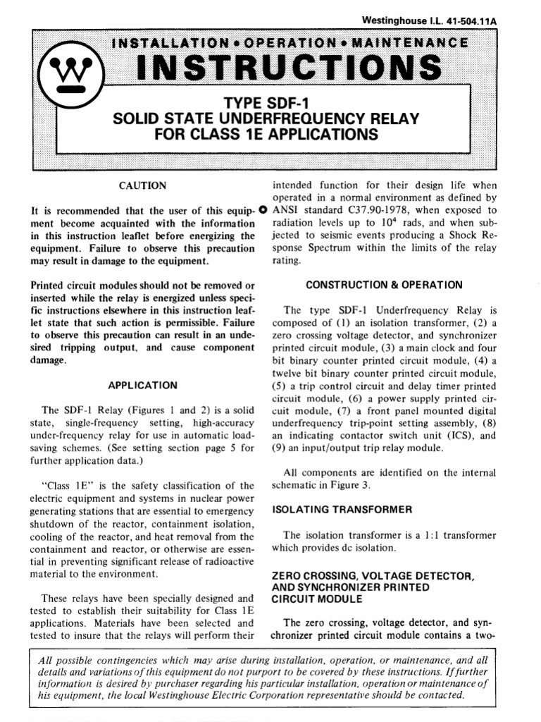 ABB Under Frequency Relay SDF 1 | PDF