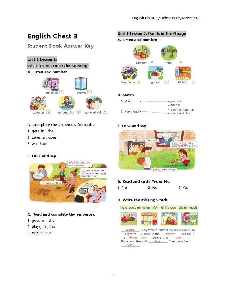 English Chest 3: Student Book Answer Key | PDF