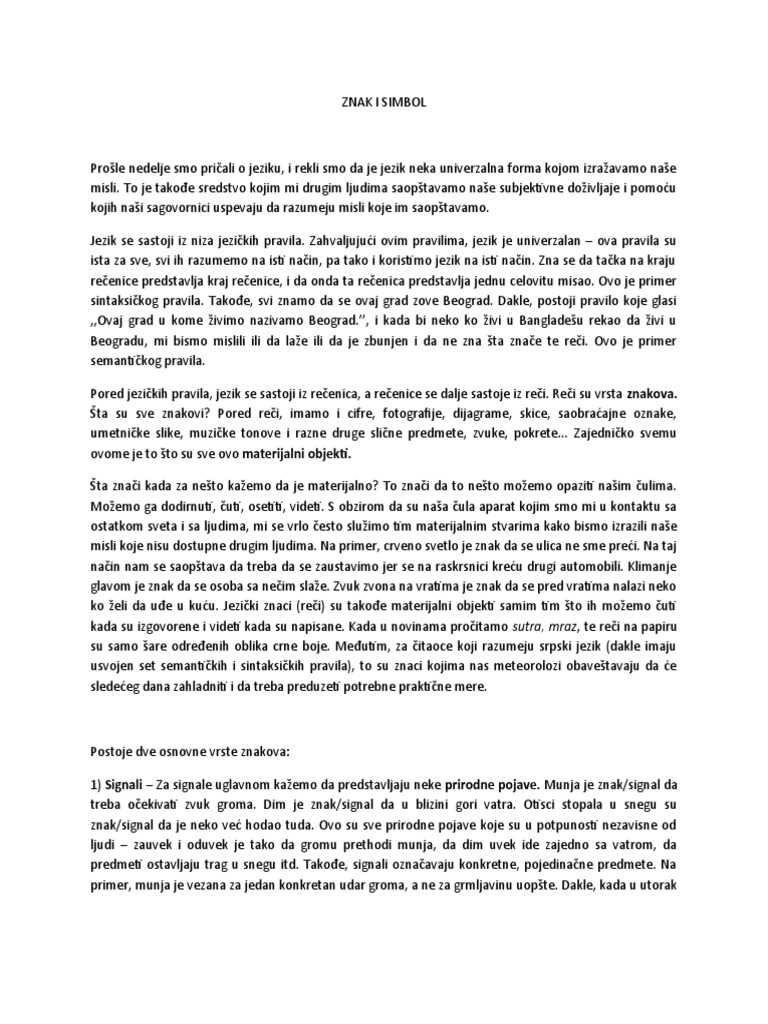 Cetvrta Nedelja Znak I Simbol | PDF