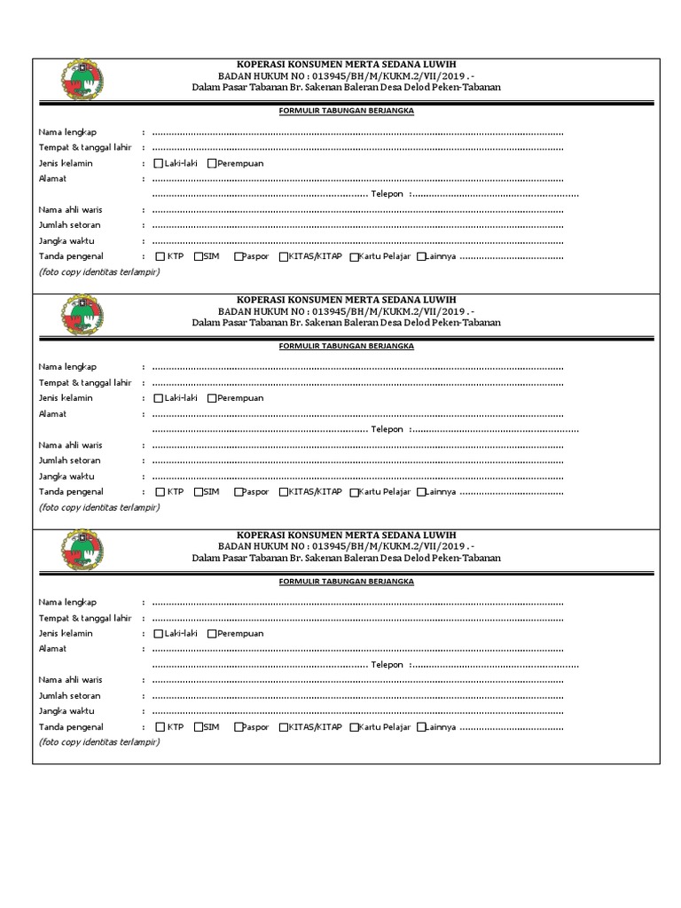 Formulir Tabungan Berjangka | PDF