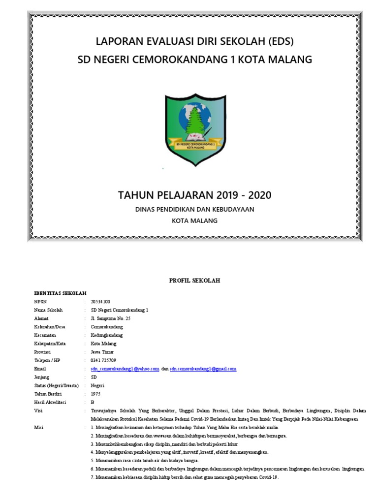 Eds Adiwiyata 2019 - 2020 SDN Cemorokandang 1 | PDF