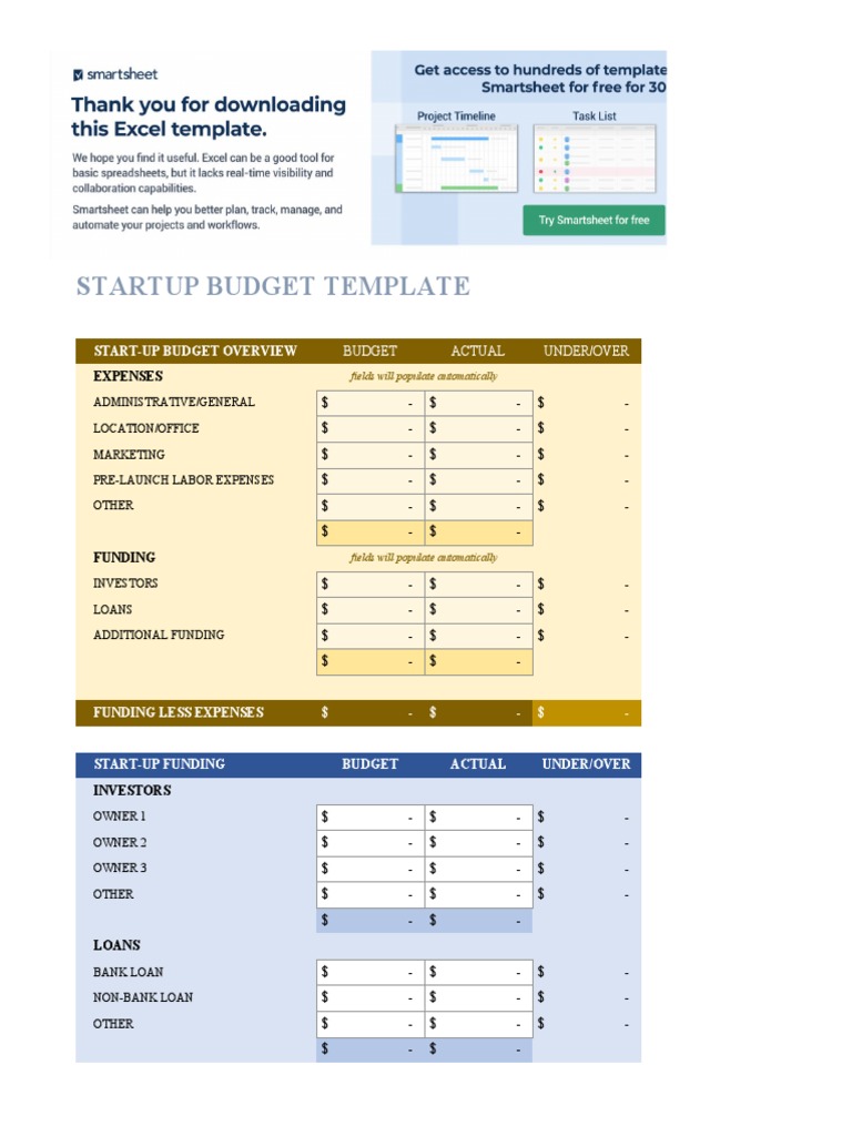 Startup Budget Template: Start-Up Budget Overview | Download Free PDF ...