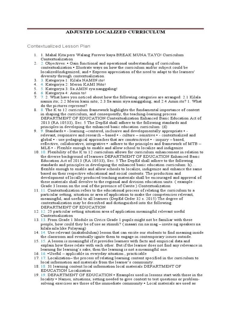 Contextualized Curriculum Guide | PDF | Curriculum | Constructivism ...