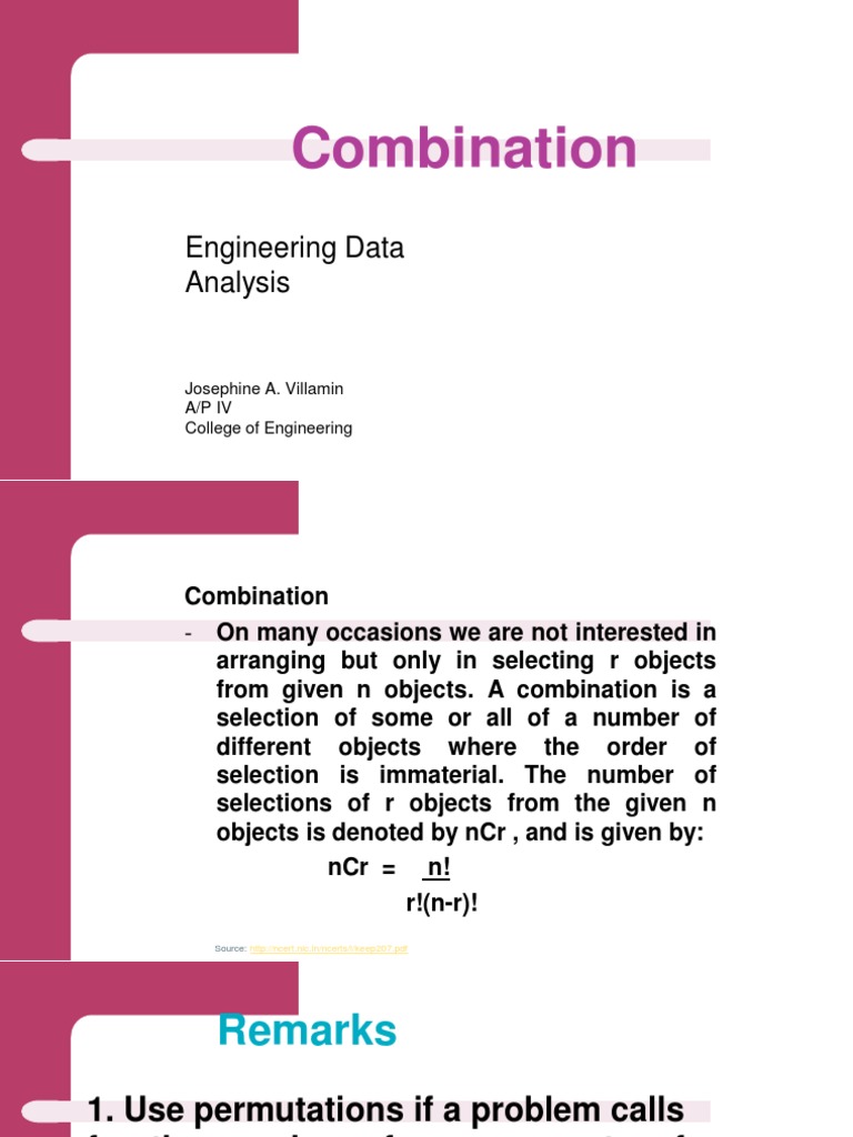 Combination: Engineering Data Analysis | PDF | Teaching Mathematics
