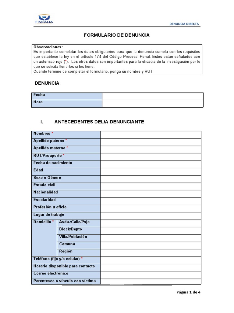 Formulario de Denuncia | PDF | Instituciones sociales | Ciencias sociales