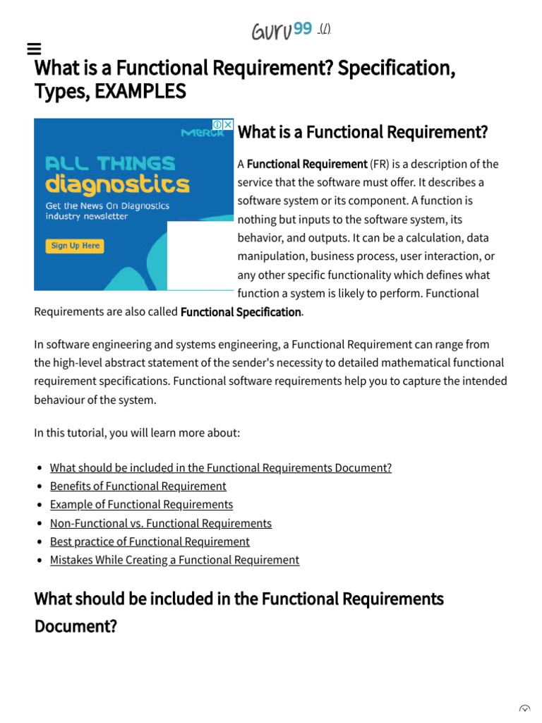 What Is A Functional Requirement - Specification, Types, EXAMPLES | PDF ...