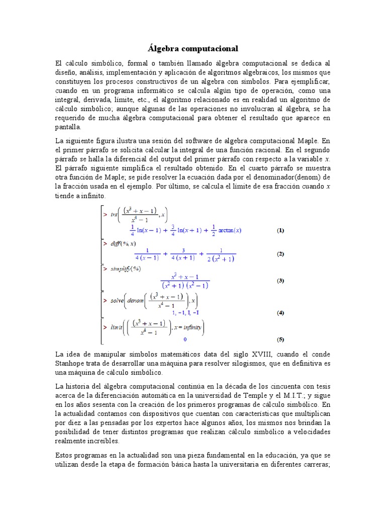 Álgebra Computacional | PDF | Álgebra | Derivado