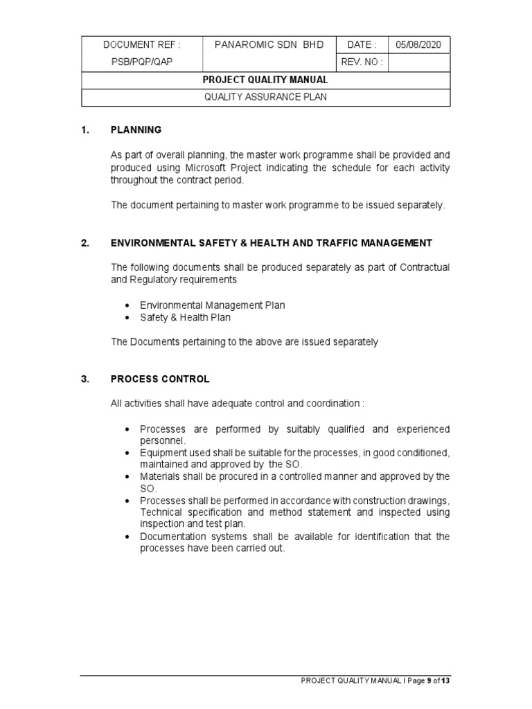 Document Ref: Date: 05/08/2020 Psb/Pqp/Qap Rev. No: Project Quality ...