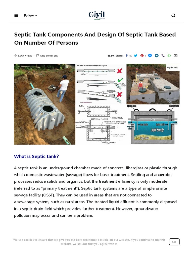 Septic Tank Components and Design of Septic Tank | PDF | Sewage ...