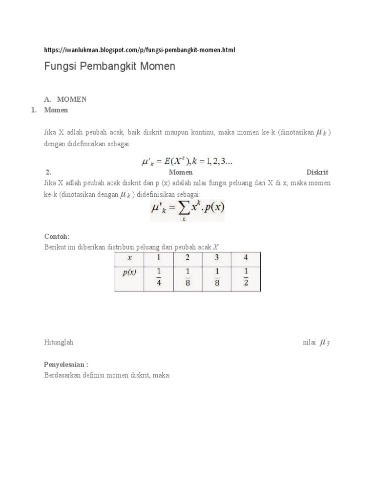 Fungsi Pembangkit Momen dan Contohnya | PDF | Metode & Bahan Ajar