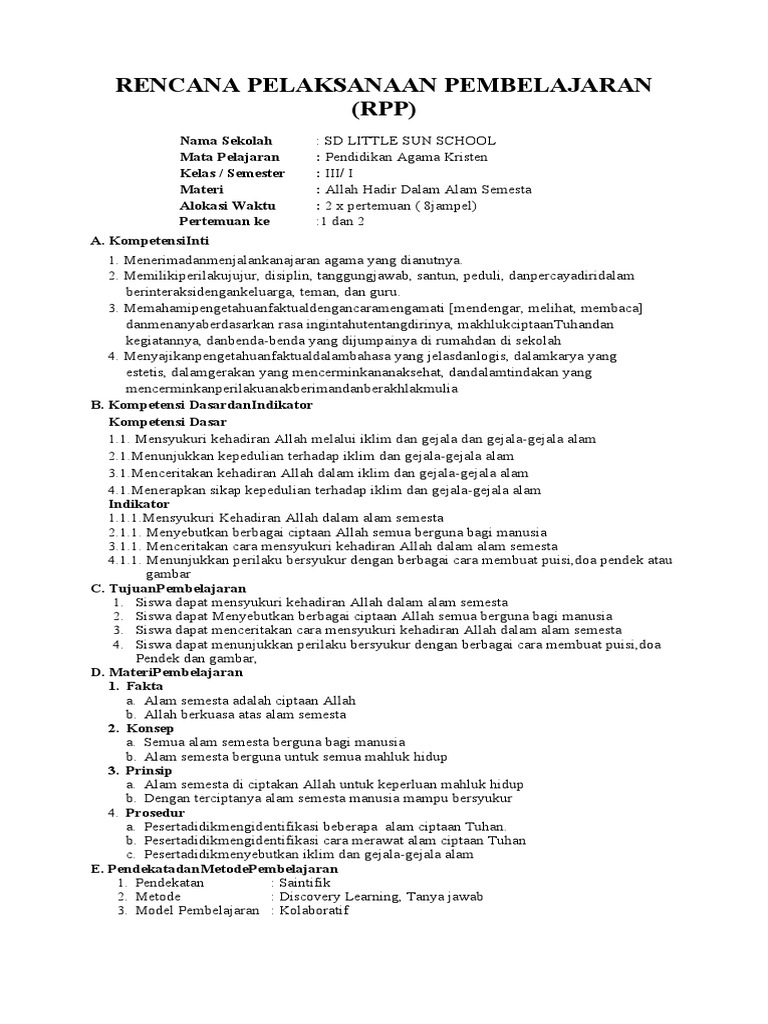 RPP KLS 3 Pembelajaran-1 | PDF | Karier & Perkembangan