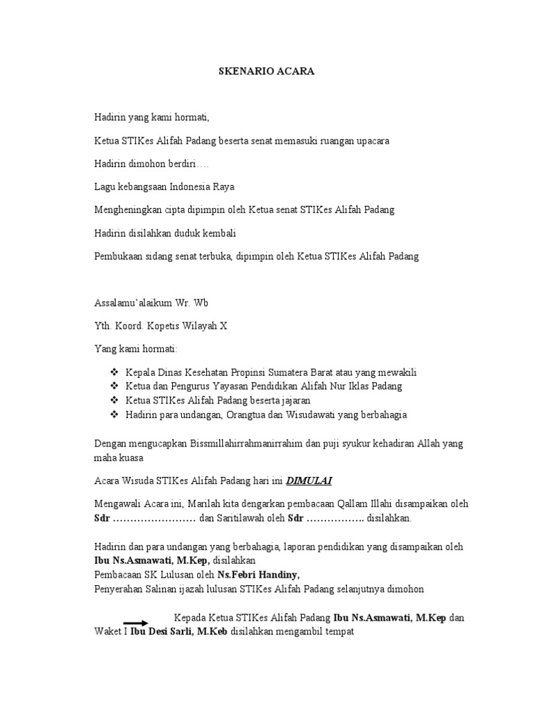 Skenario Acara | PDF