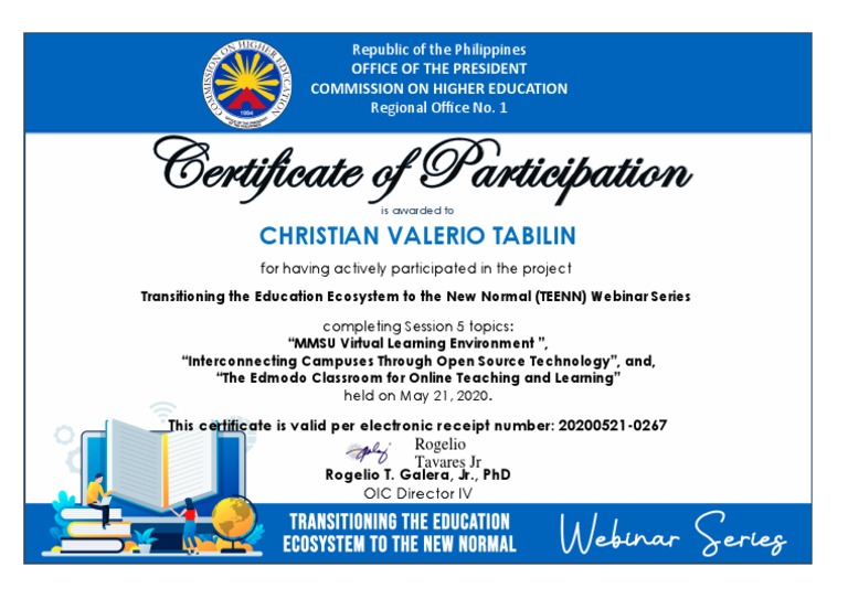 Online Teaching Webinar Certificate | PDF