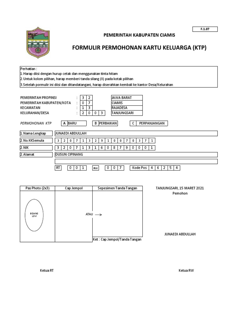 Form KTP F.1.07 | PDF